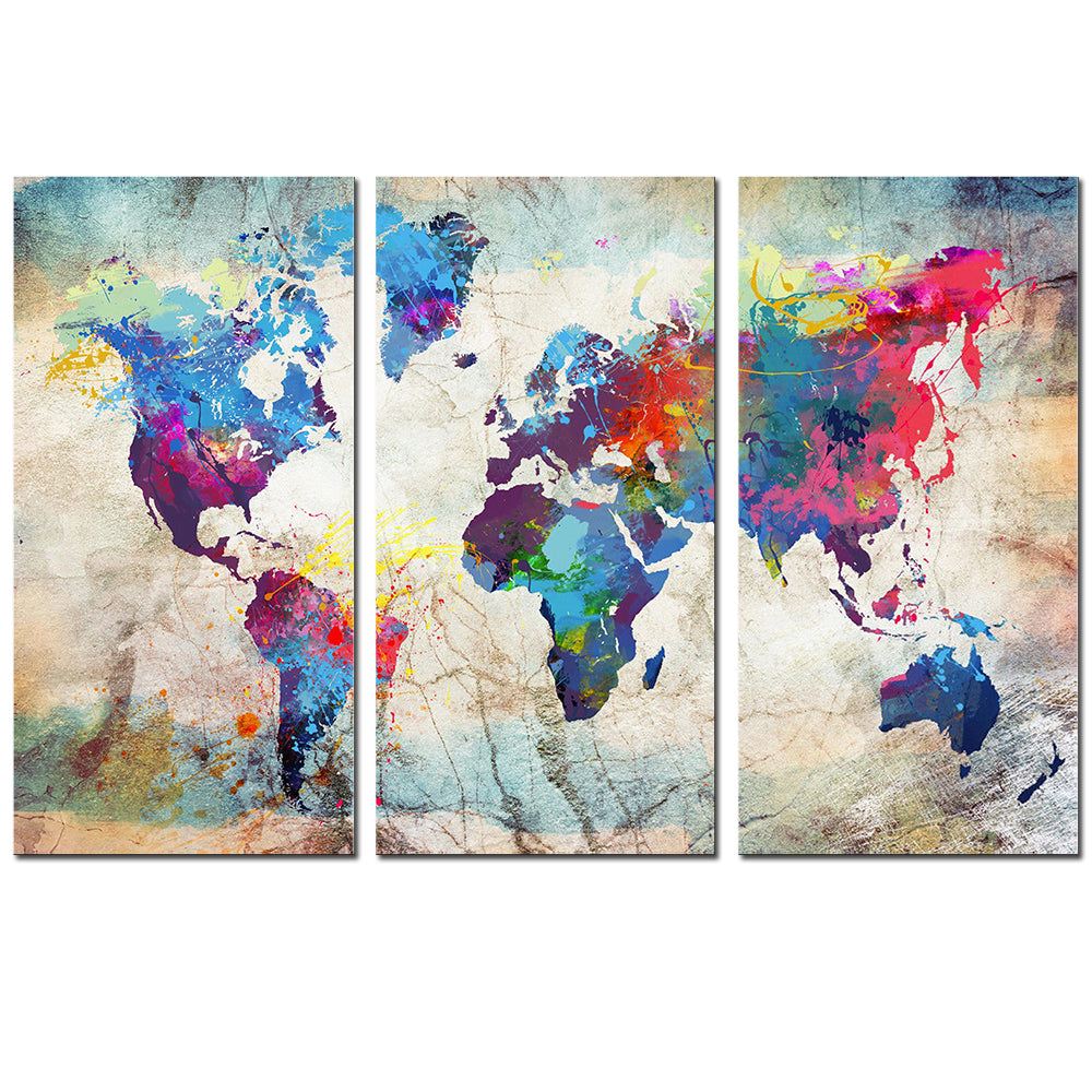 World Map in Paint Spatter | BigWallPrints.com