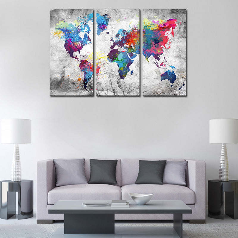 World Map Paint Spatter Canvas | Multi Panel Wall Art | BigWallPrints.com