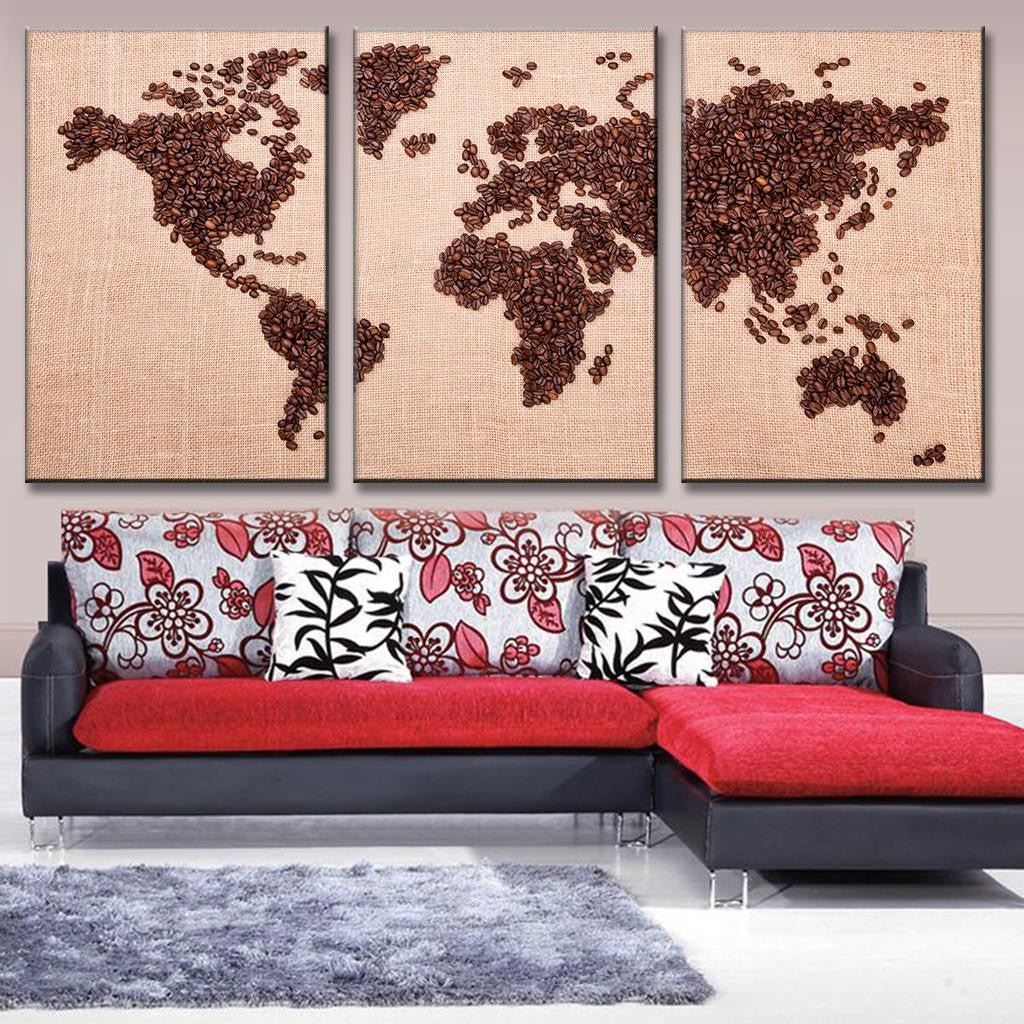 World Map in Coffee Beans | BigWallPrints.com