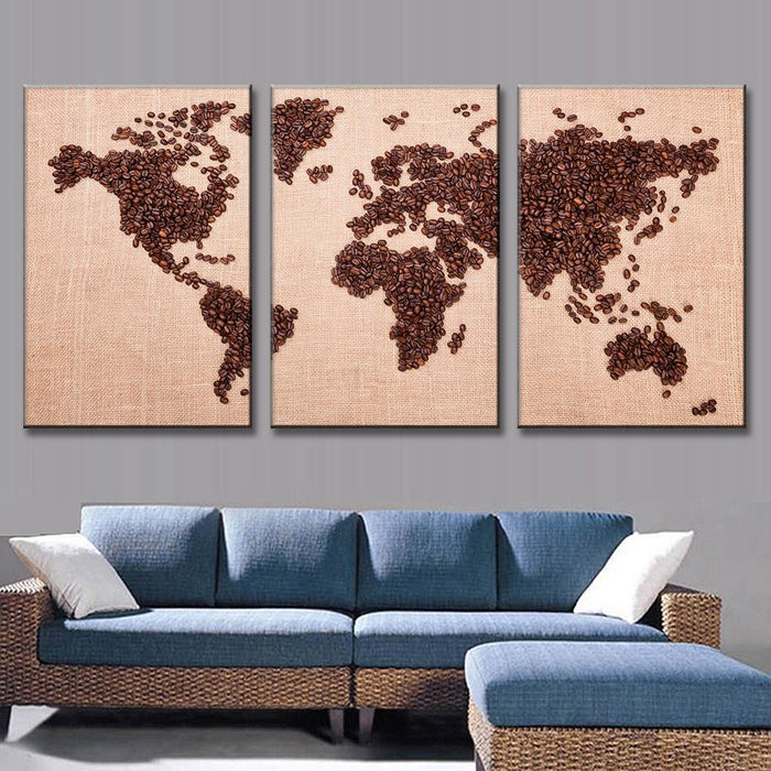 World Map in Coffee Beans | BigWallPrints.com