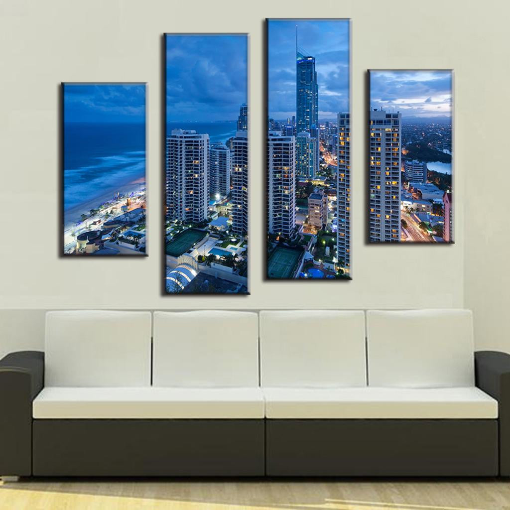 Blue Cityscape Beach | BigWallPrints.com